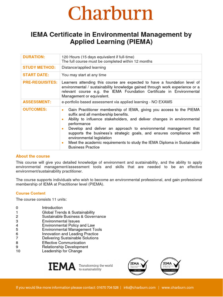 IEMA Certificate in Environmental Management 13 09 2018 | PDF ...