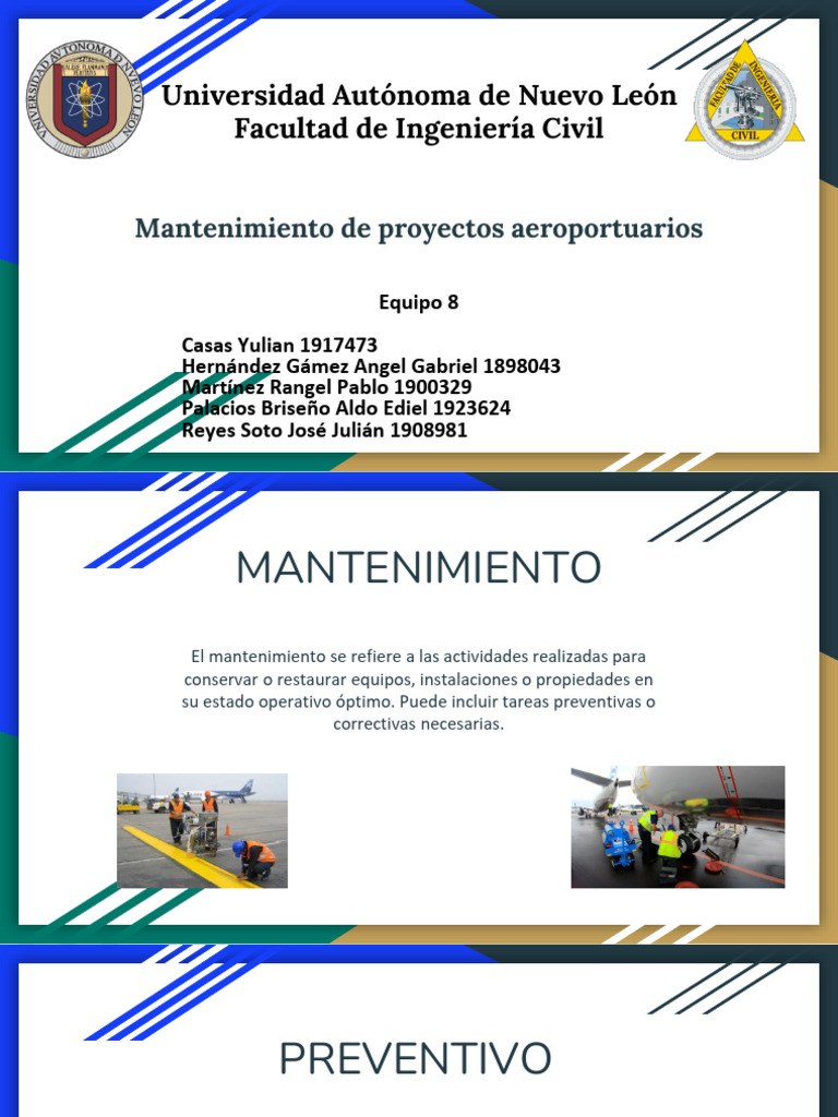 Equipo 8 - Mantenimiento de Proyectos Aeroportuarios | PDF | Aeropuerto | Pista