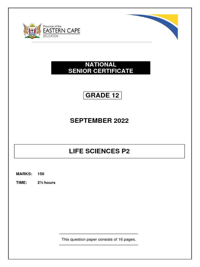 LIFE SCIENCES P2 GR12 QP SEPT2022 - English Final | PDF | Homo | Allele