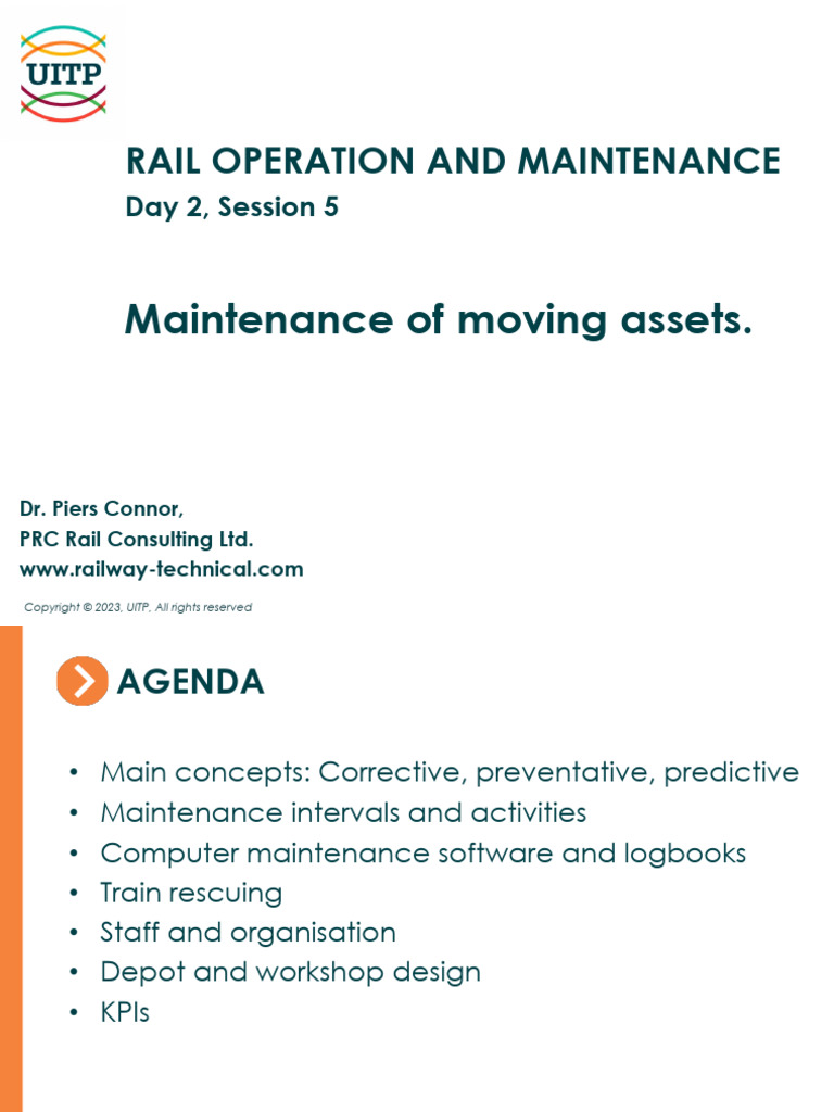 Session 5 - Maintenance of moving assets | PDF | Reliability Engineering