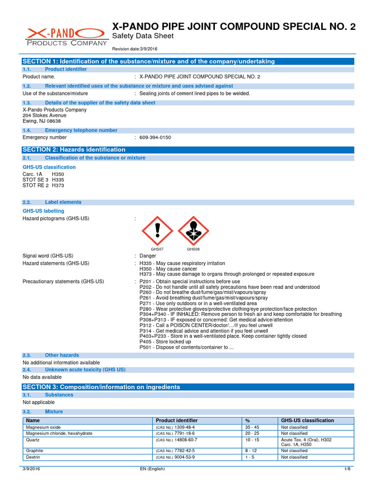 PipeJointCompound-X-PANDO | Download Free PDF | Firefighting | Magnesium