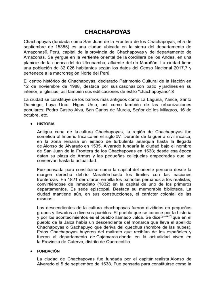 CHACHAPOYAS | PDF | Perú