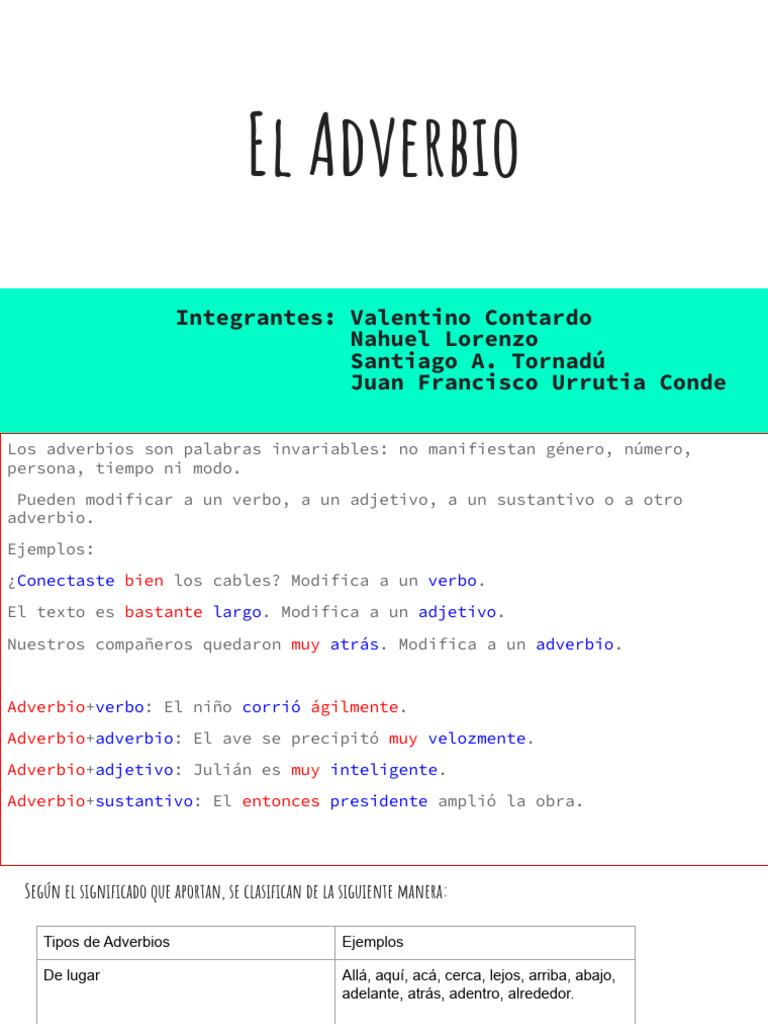 Adverbios | PDF | Adverbio | Unidades Semánticas