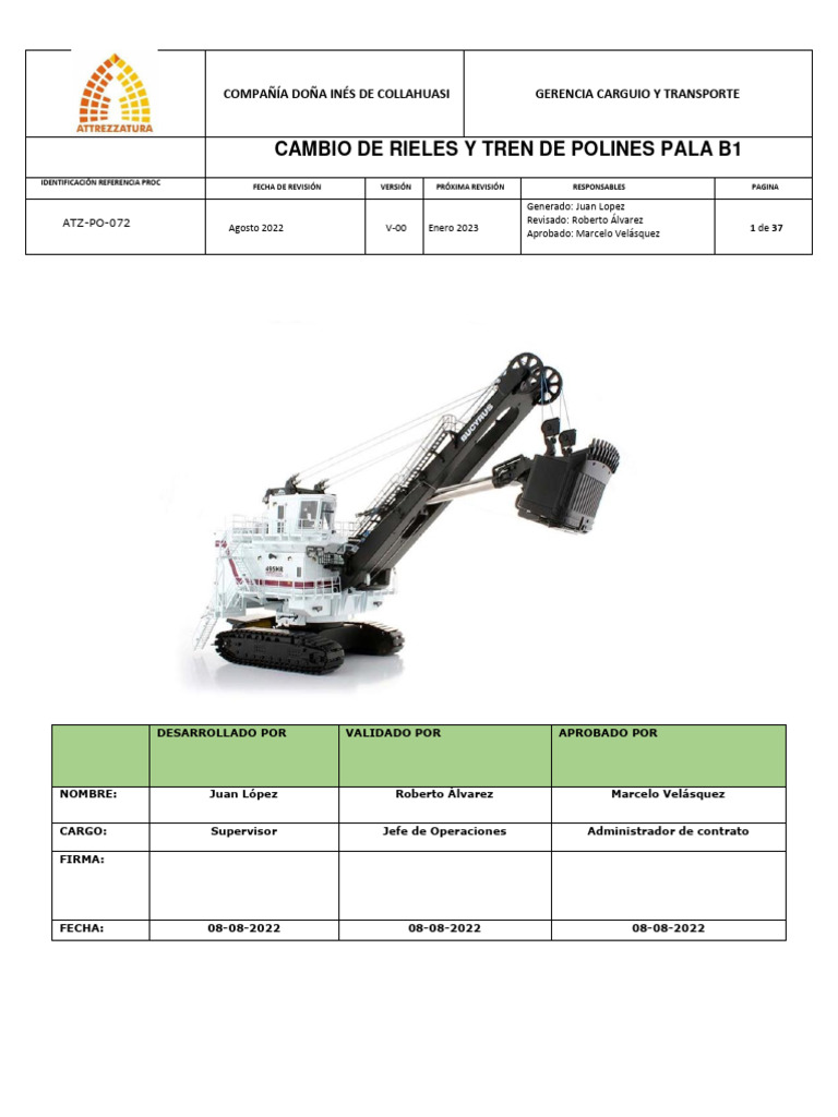 Atz-Po-072-Cambio de Rieles y Tren de Polines Pala B1 | PDF | Clima | Tormentas