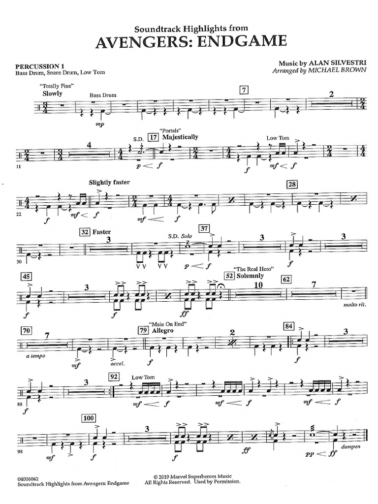Avengers Endgame - PERCUSSION 1 | PDF