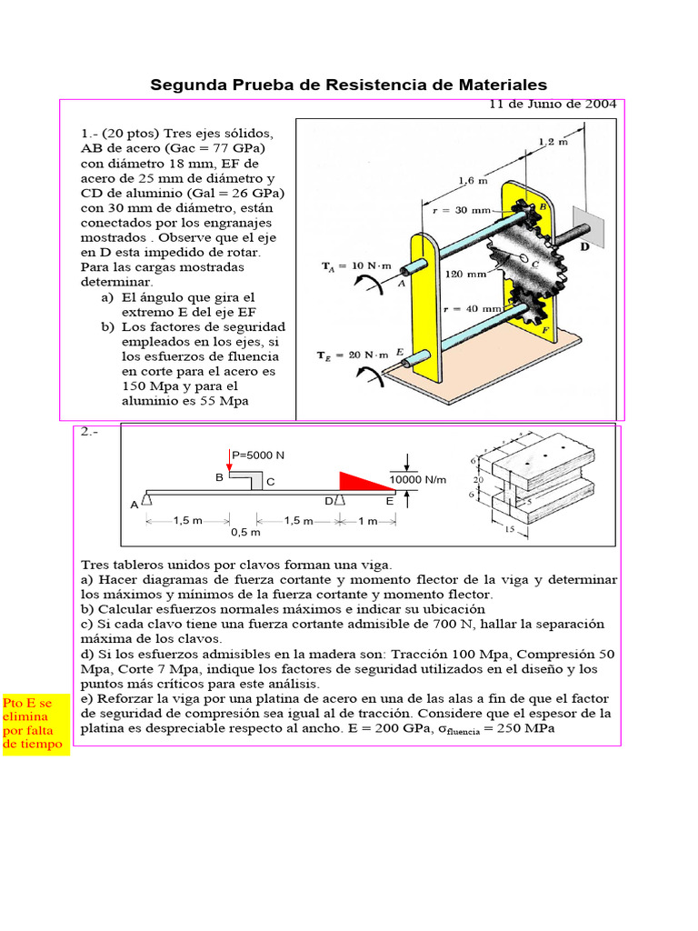 RM - 2004 - Prueba2 Solucion | PDF | Viga (Estructura) | Engranaje