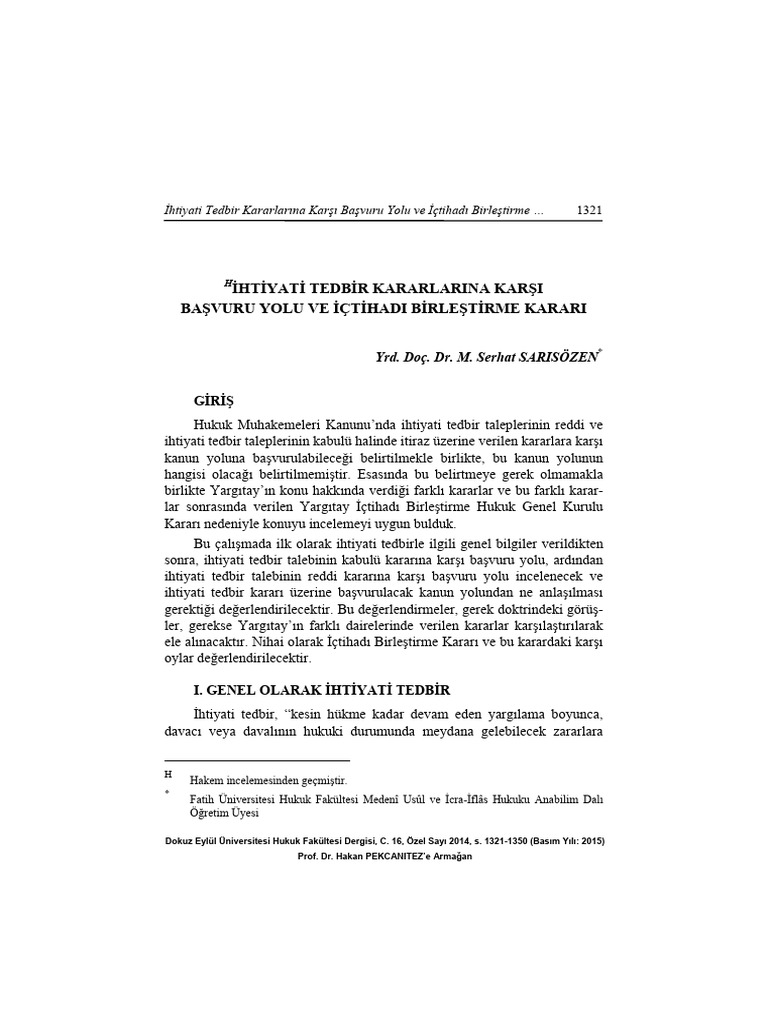 Htiyati Tedbir Kararlar - Na Kar - Ba - Vuru Yolu Ve - Tihad - Birle - Tirme Karar - (#588506 ...