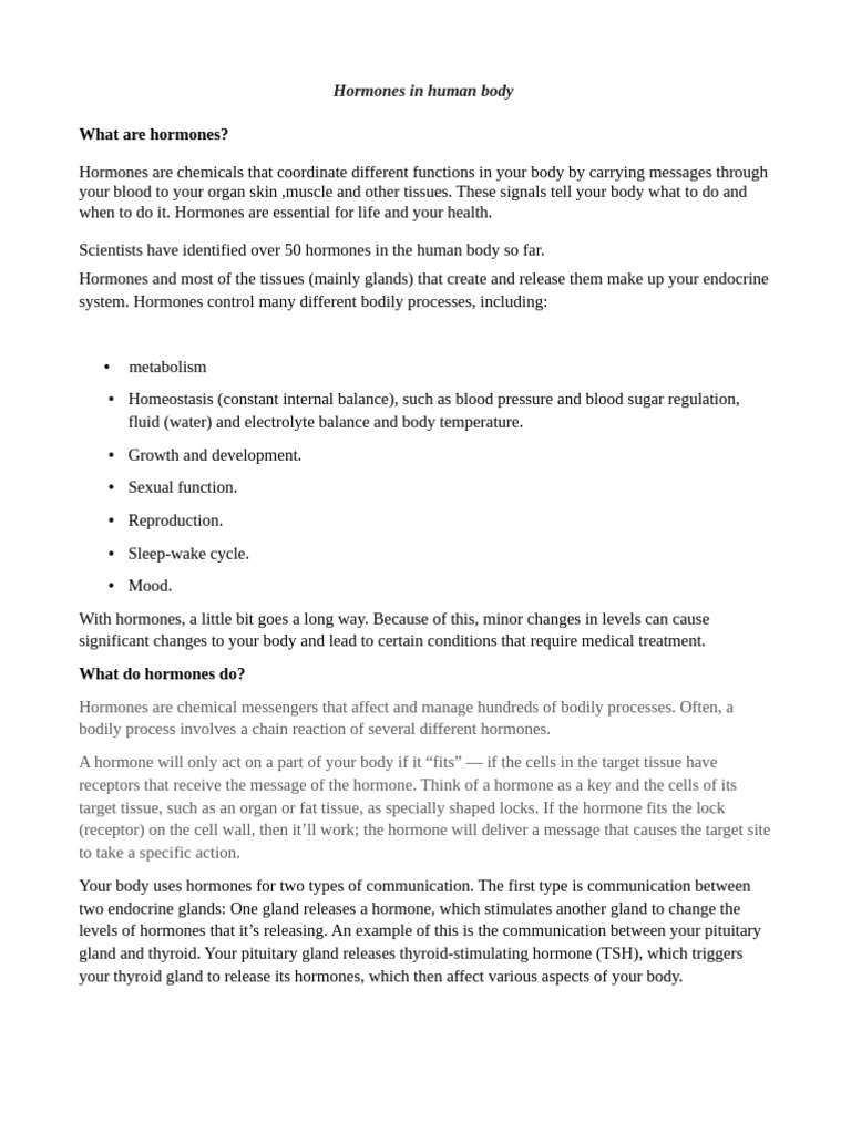 biology investigation project | PDF | Hormone | Endocrine System