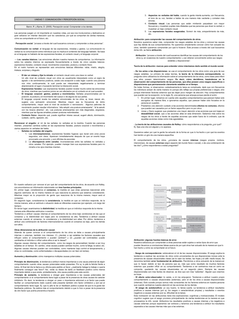 U7. Comunicación y percepción social. - Documentos de Google | PDF | Sicología | Psicología Social