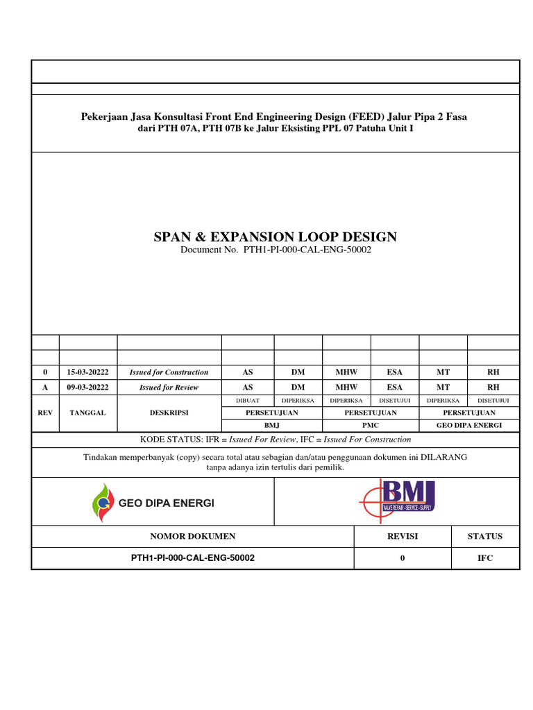 PTH1-PI-000-CAL-ENG-50002 Span - Expansion Loop Design | PDF