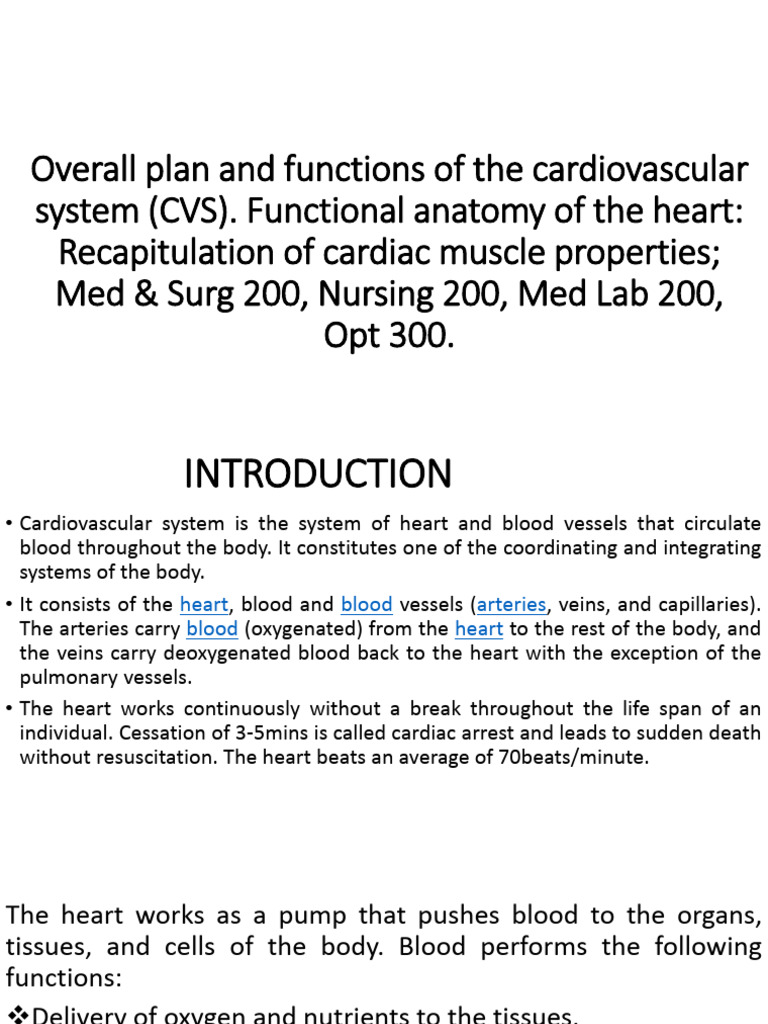Cardiovascular System Lecture Part 1 | PDF | Heart Valve | Diastole