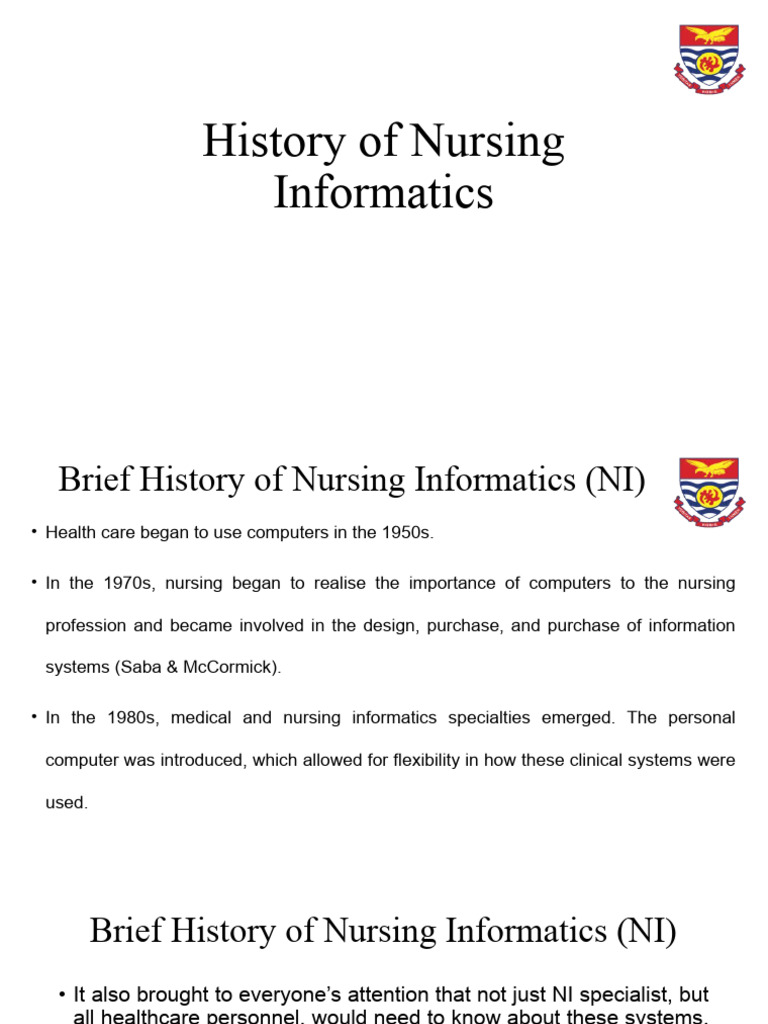 History of Nursing Informatics Lecture 2 | PDF | Health Informatics ...