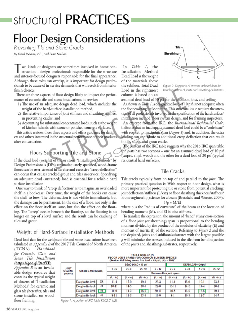 Floor Design for Tile and Stone Stability | PDF | Bending | Beam ...
