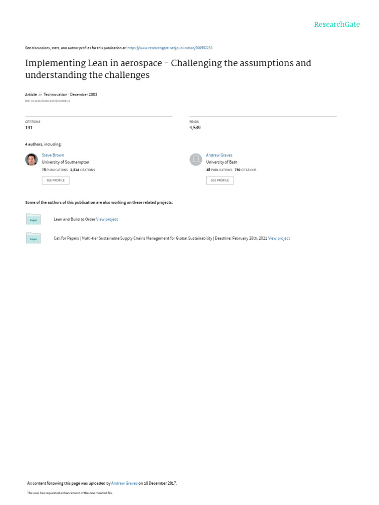 Implementing Lean in Aerospace - Challenging The A | PDF | Lean ...