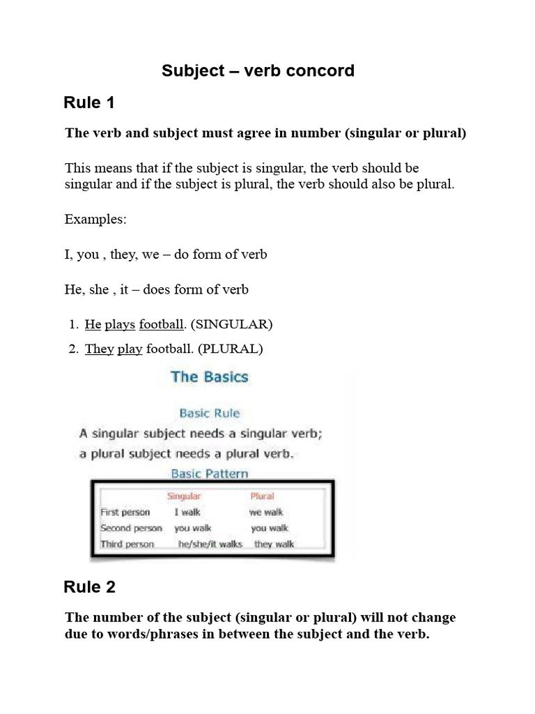 Subject - Verb Concord | PDF | Grammatical Number | Plural