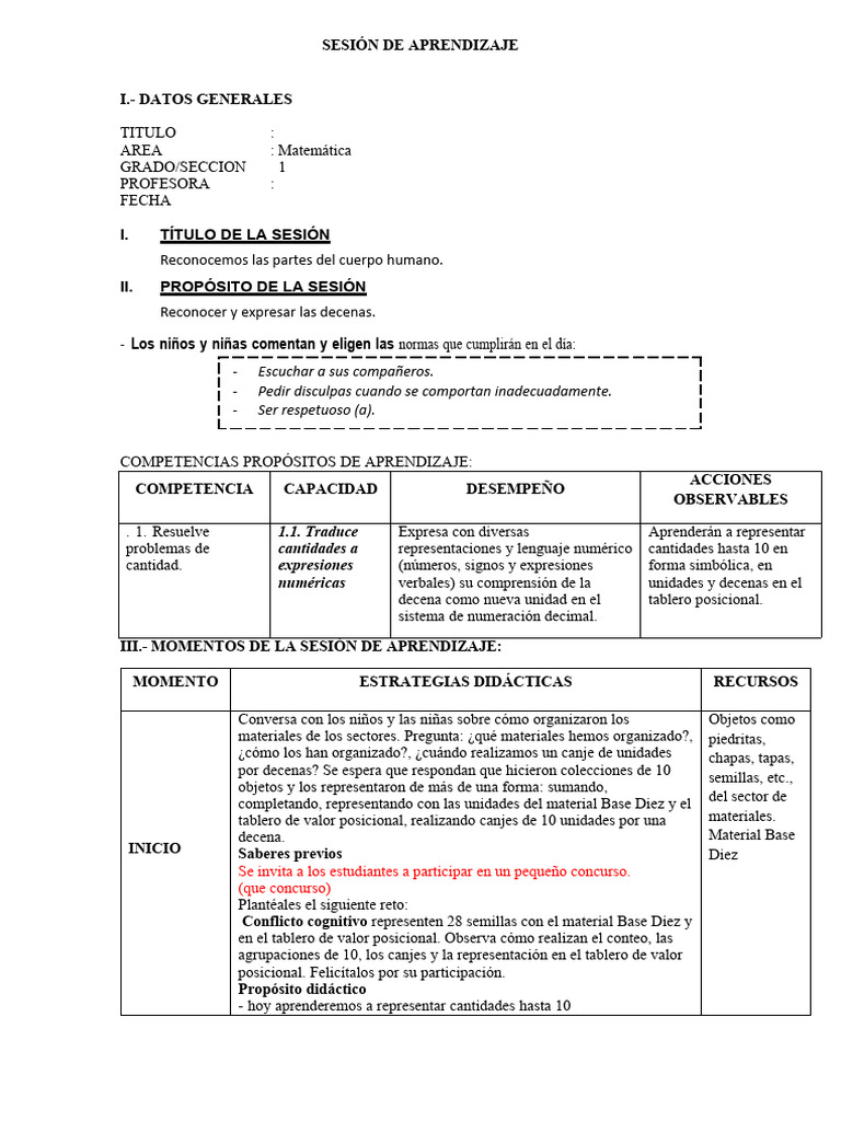 Sesion Decenas | PDF | Aprendizaje | Modificación de comportamiento