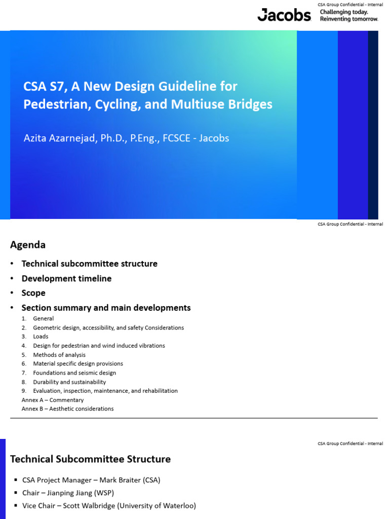 CSA S7, A New Design Guideline For Pedestrian, Cycling, and Multiuse Vridges - Azita Azarnejad ...