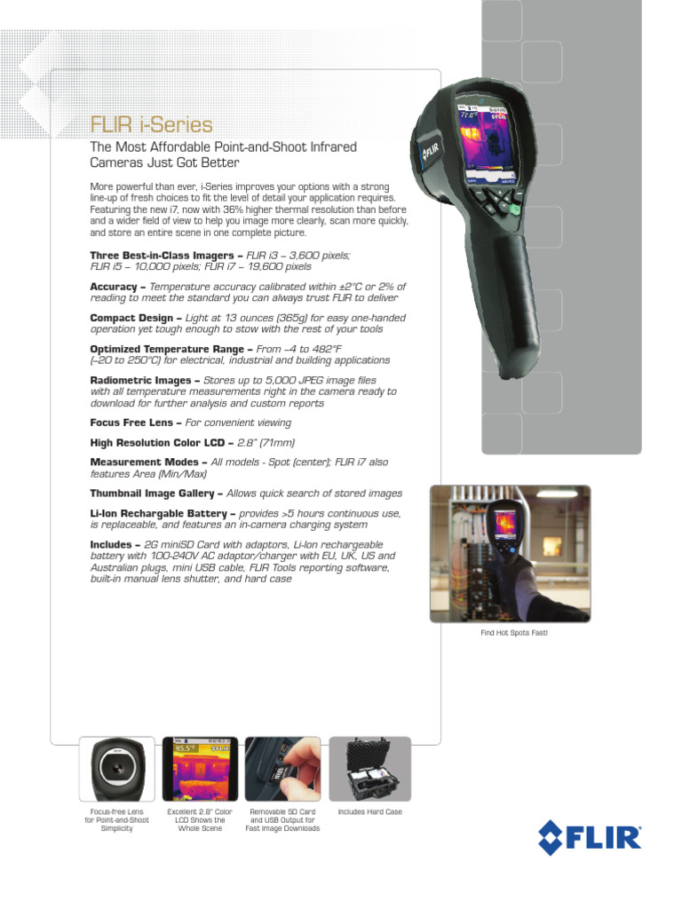 Flir I Series Datasheet | PDF | Thermography | Camera