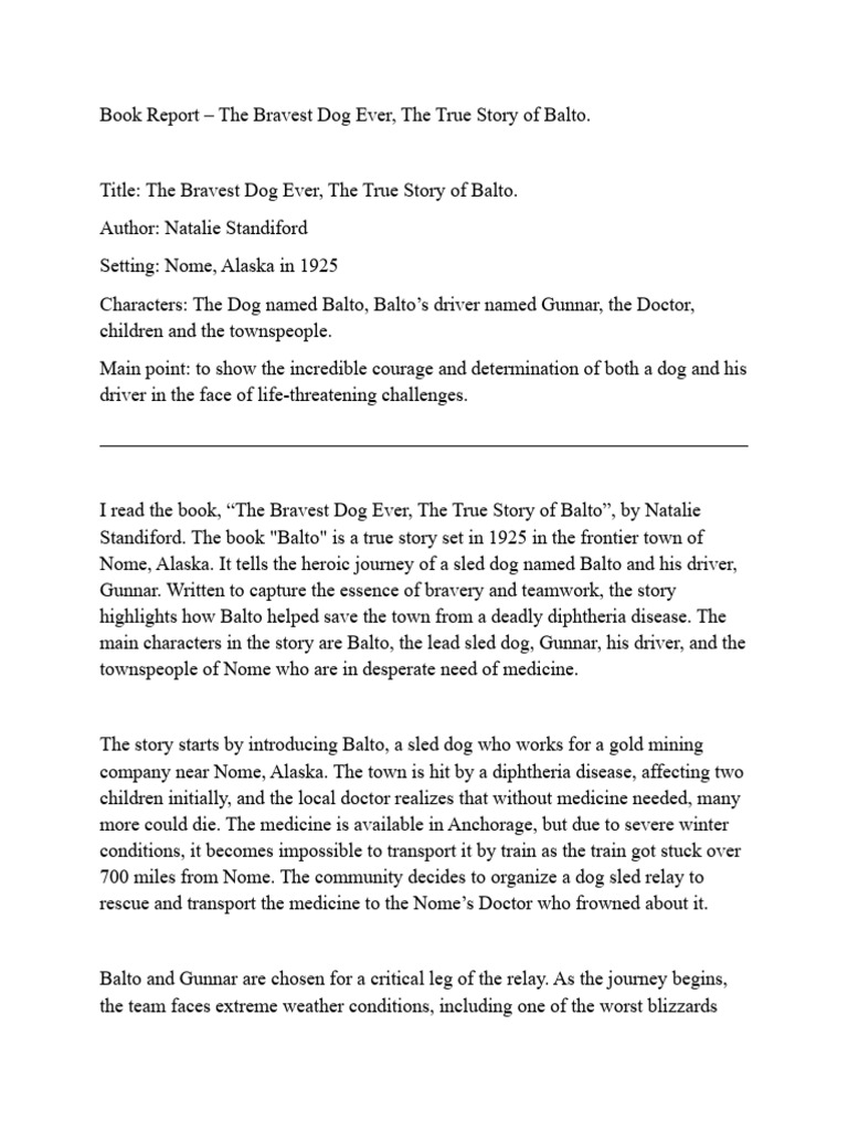 Book Report 2 | PDF | Courage | Dog Sledding