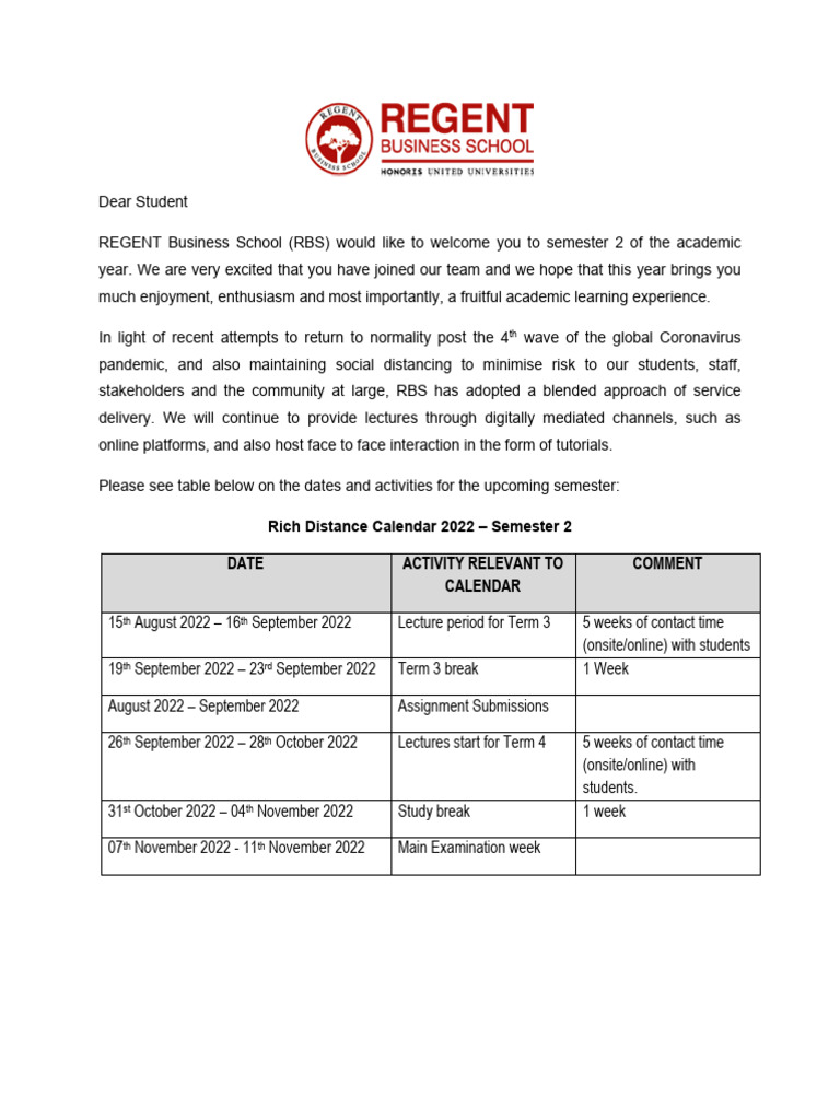 RD Calendar - 2nd Semester | PDF | Lecture | Behavior Modification