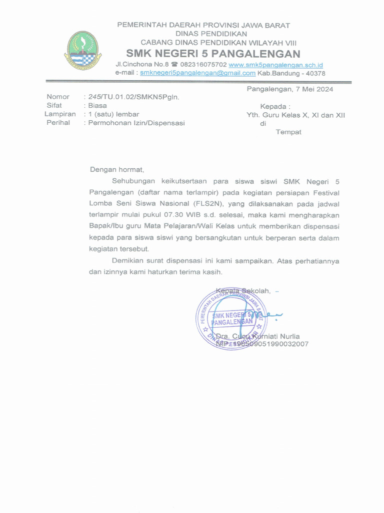 Surat Dispen - 0001 | PDF