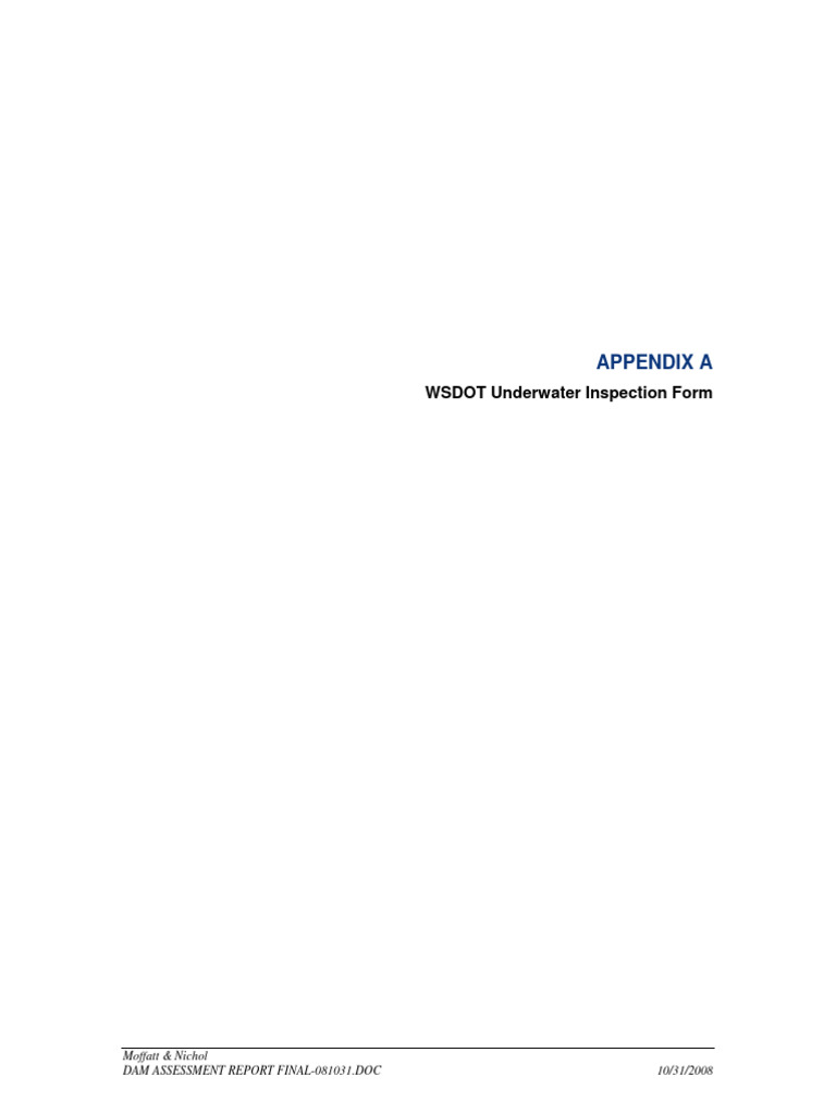 Appendix A: WSDOT Underwater Inspection Form | PDF | Underwater Diving ...
