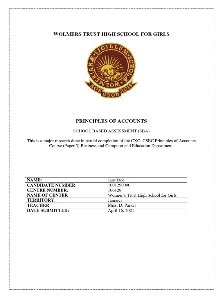 Business Cognate SAMPLE SBA 2021 | PDF