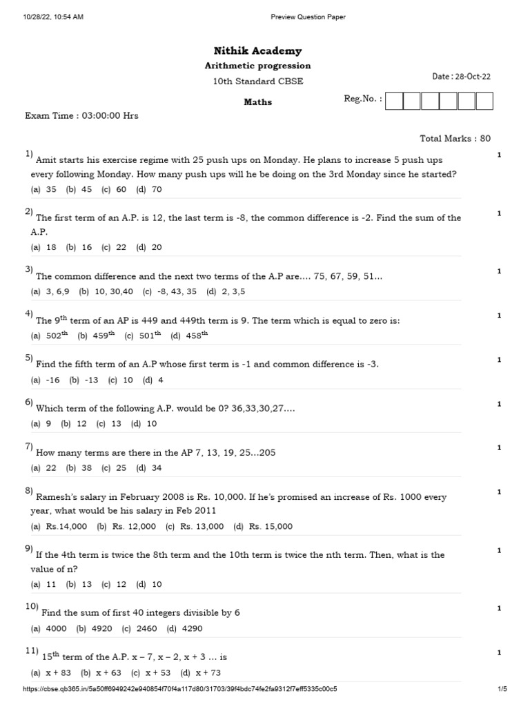 Arithmetic Progression Assignment | PDF | Advanced Placement | Mathematics