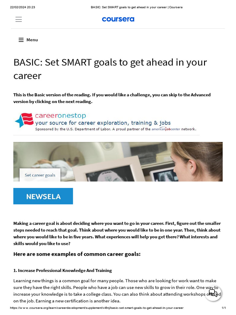 BASIC - Set SMART Goals To Get Ahead in Your Career | PDF