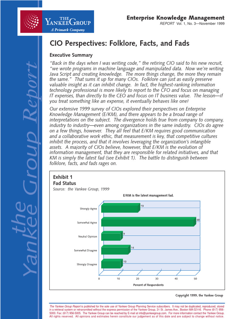 Enterprise Knowledge Management - CIO Perspectives: Folklore Facts & Fads | PDF | Chief ...