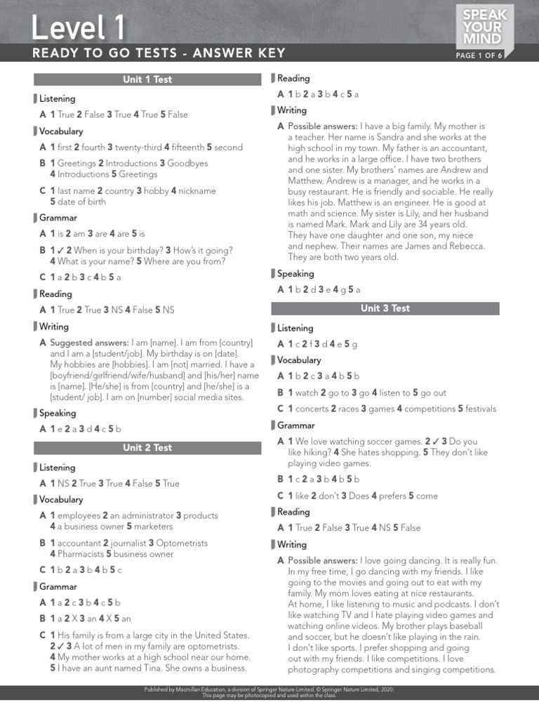 SYM 1 Test AnswerKey | PDF | Meal | Cuisine