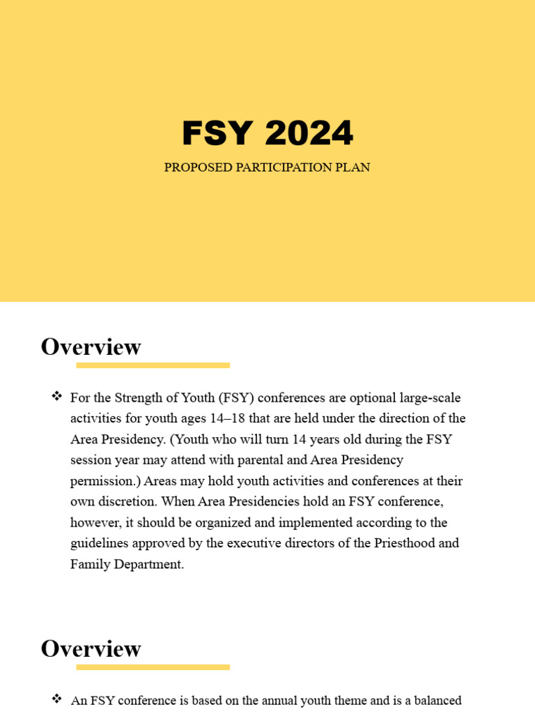 FSY 2024 Participation Plan Overview | PDF | Career & Growth | Self ...