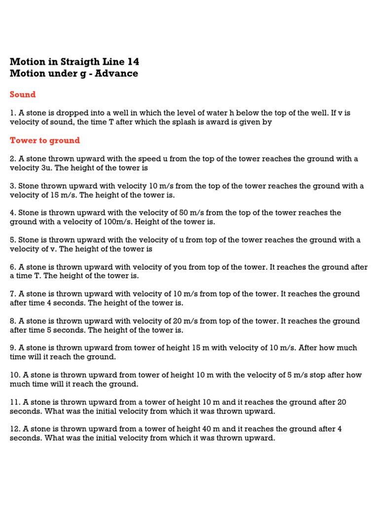 MISL 14 Motion Under Gravity Advance | PDF | Rocket | Classical Mechanics