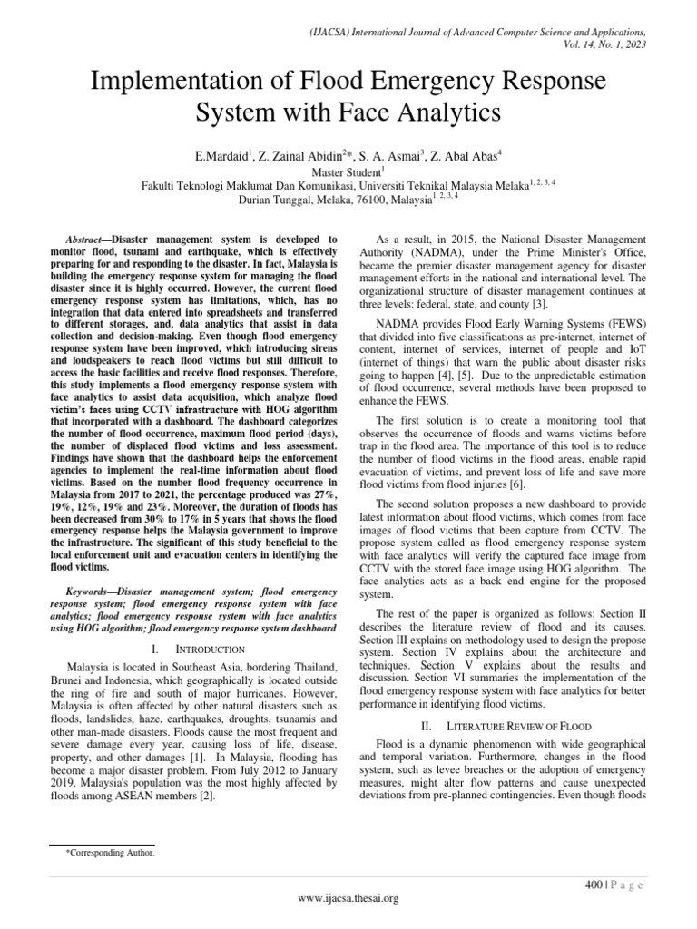 Flood Emergency Response with Face Analytics | PDF | Weather ...