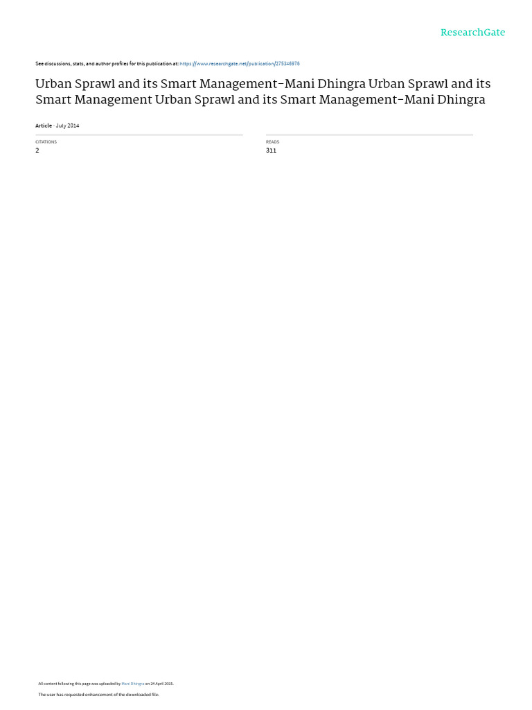 Urban Sprawl and Its Smart Management Mani Dhingra | Download Free PDF ...