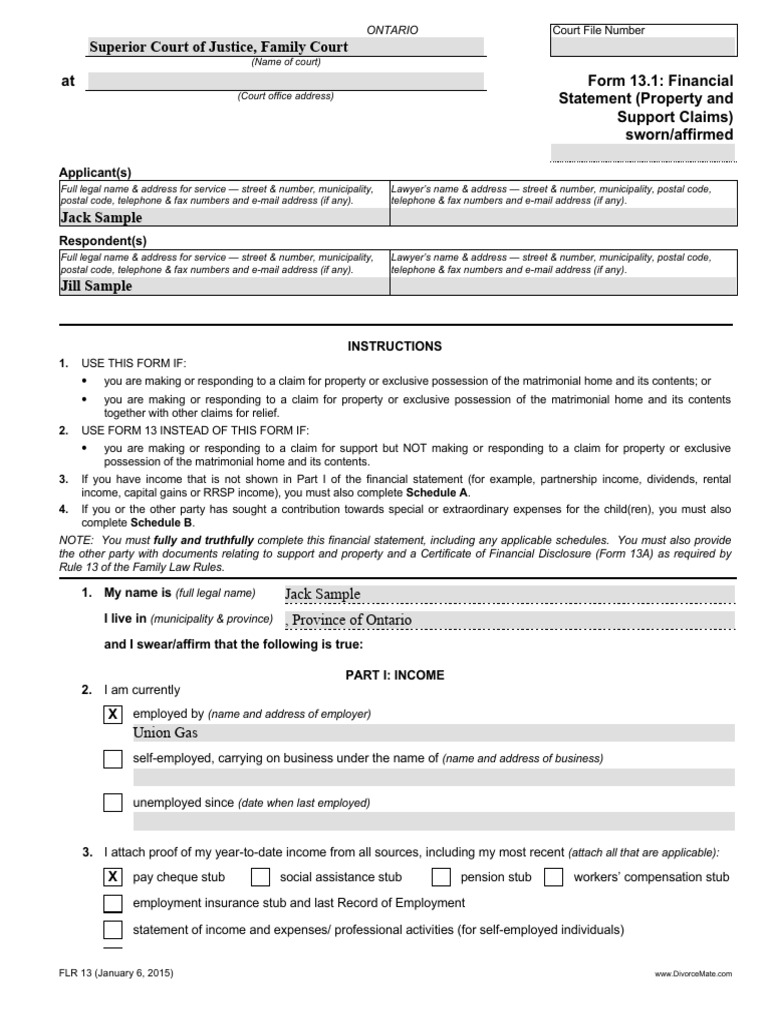 Jill Sample Form 13.1 in Class | PDF | Tax Deduction | Valuation (Finance)