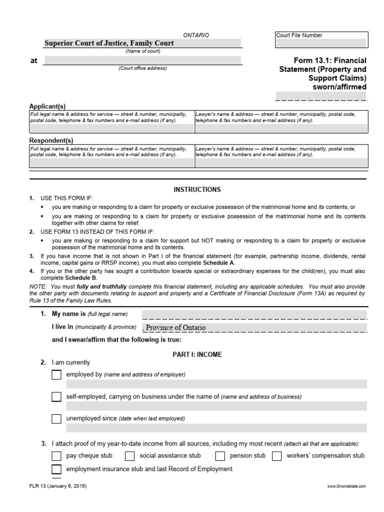 Ontario Financial Statement Form 13.1 | PDF | Valuation (Finance) | Tax ...