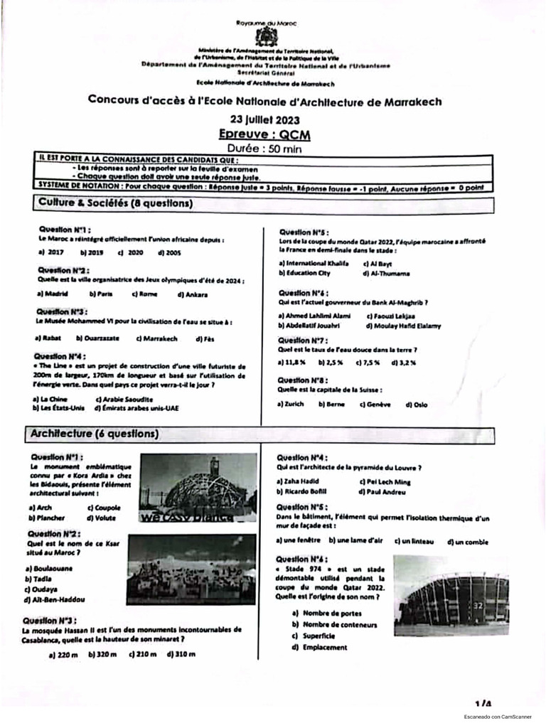 Concours ENA Marrakech 2023 | PDF