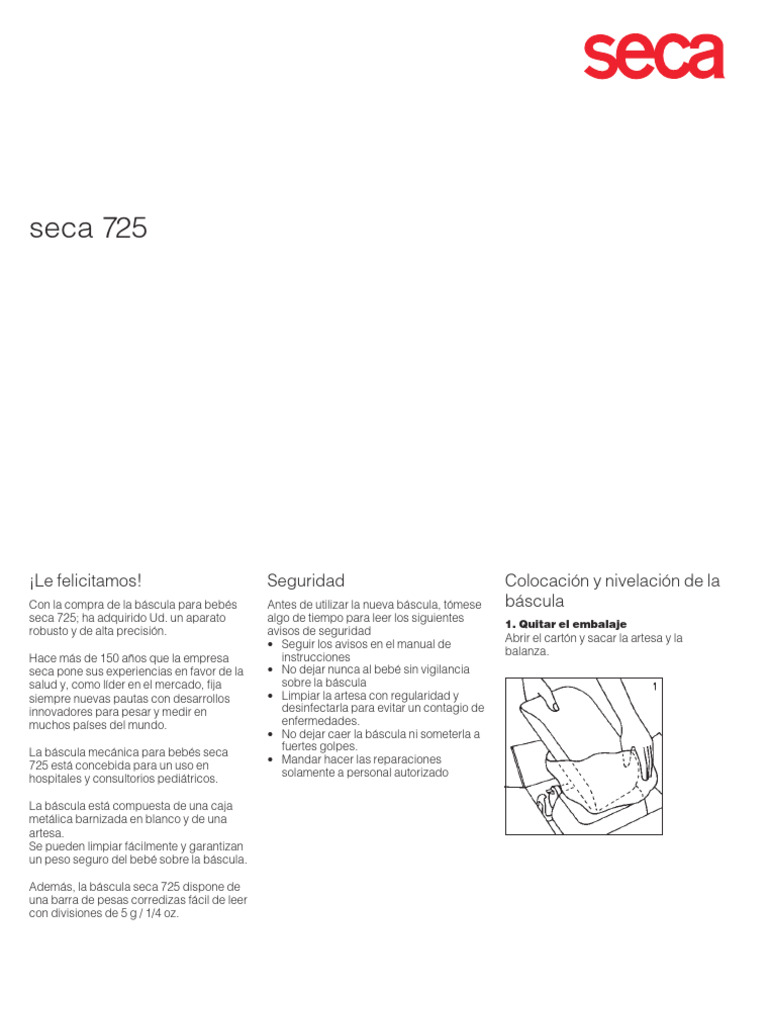 Báscula mecánica seca 725 para bebés | PDF | Balanza | Masa