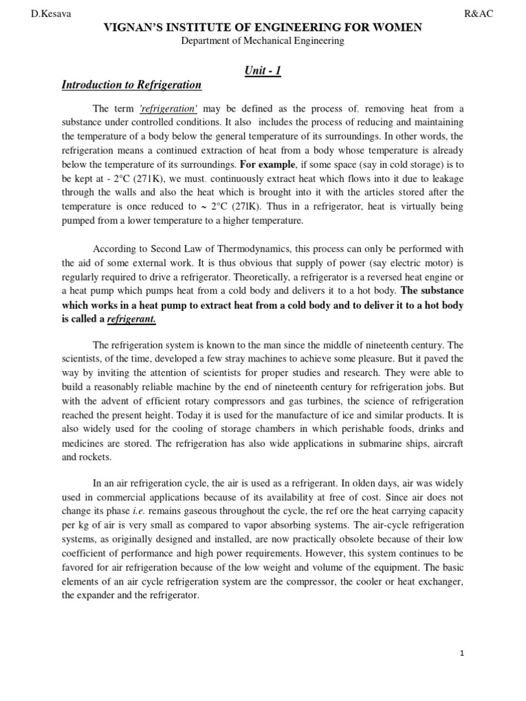 R&AC Unit 1 - VIEW CLG Material | PDF | Refrigeration | Heat Pump