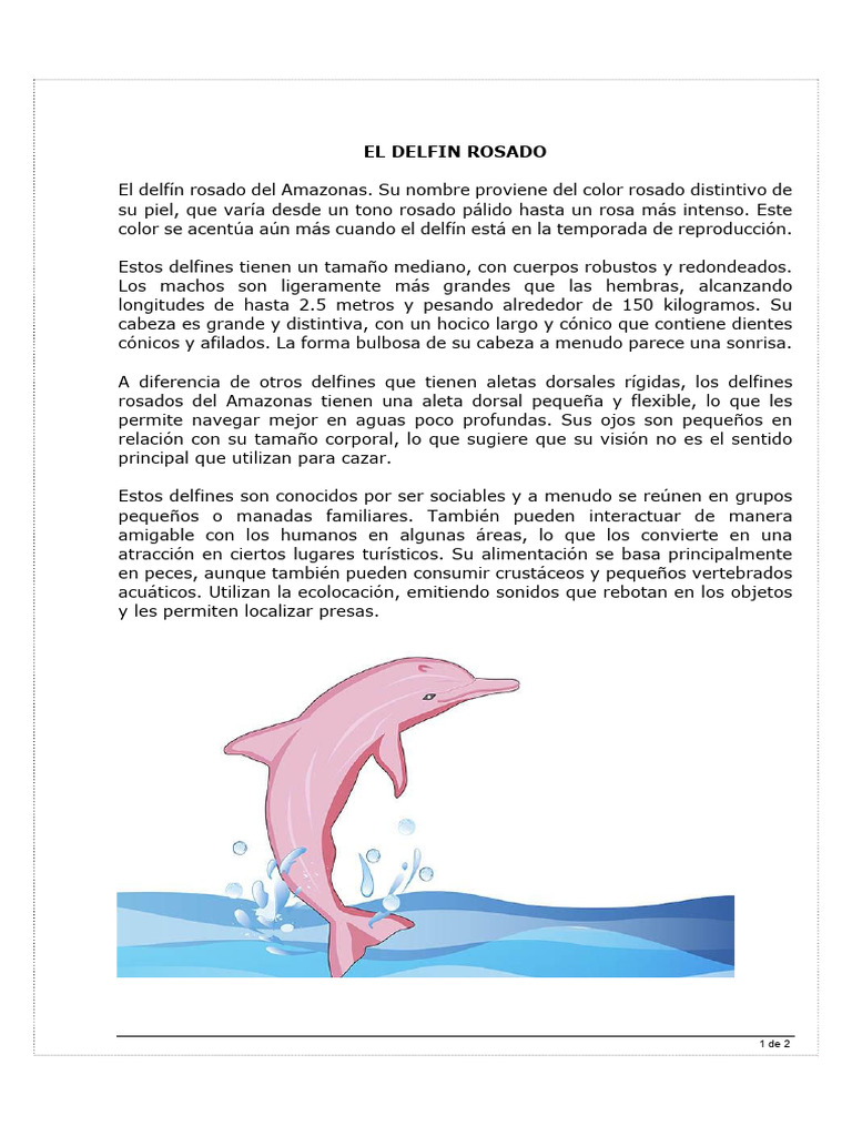 Descripcion Del Delfin Rosado | PDF