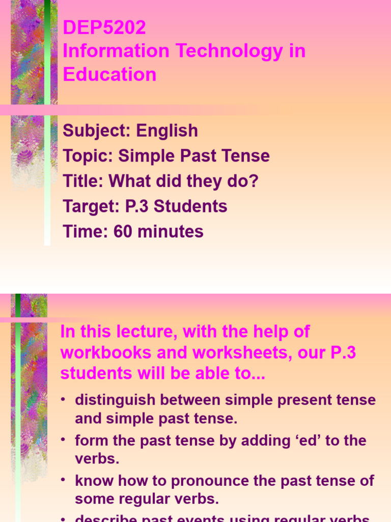 What Did They Do - (P.3 English) | PDF | Grammatical Tense | Verb