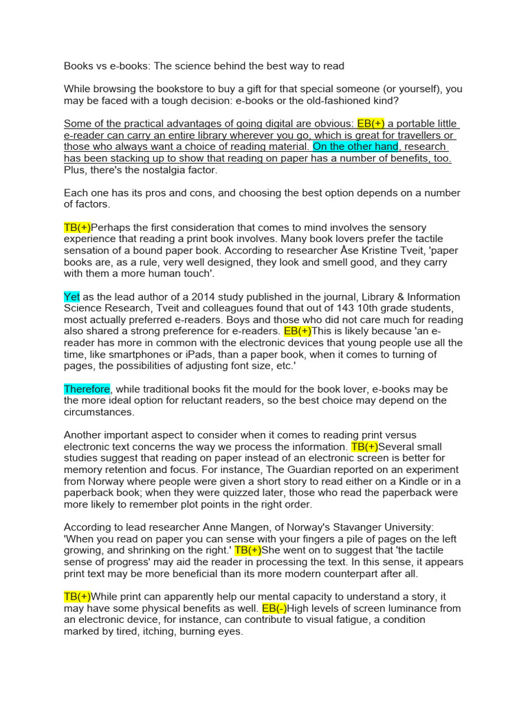 Books Vs e | PDF | E Reader | Books