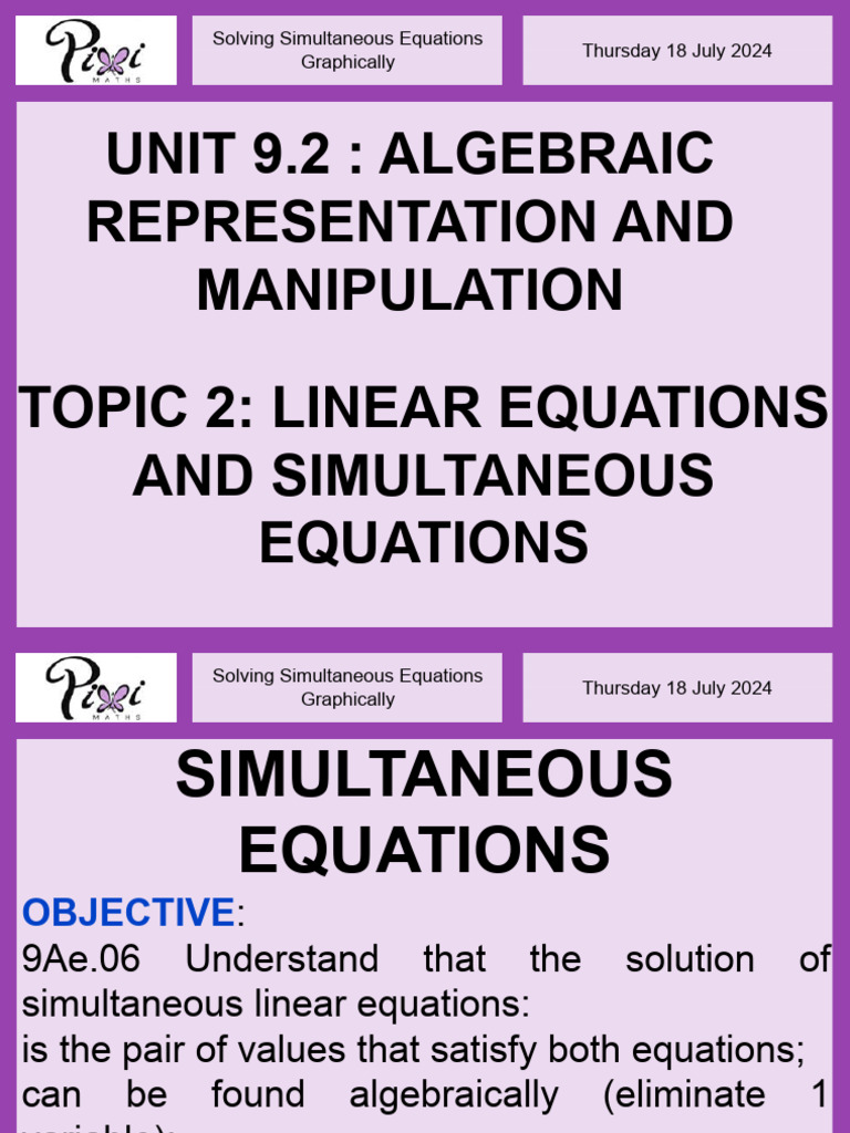 Graphical Solutions to Simultaneous Equations | PDF | Equations ...