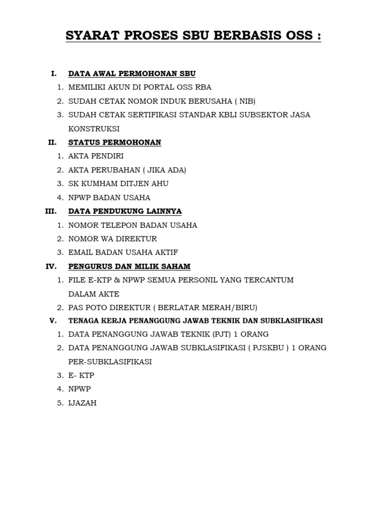Proses Pendaftaran SBU di OSS Konstruksi | PDF | Teknologi & Rekayasa