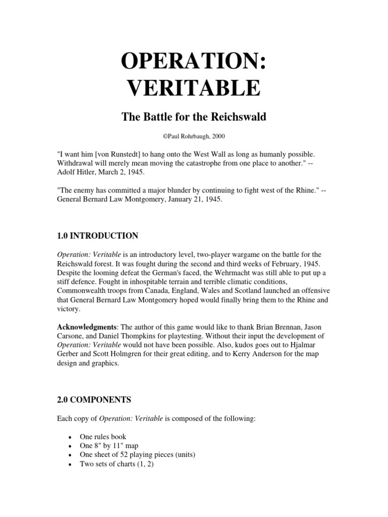 Operation Veritable Wargame Guide | PDF | Brigade | Amphibious Warfare