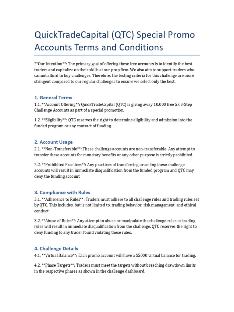 QTC Free 5k Challenge Account Terms | PDF | High Frequency Trading ...