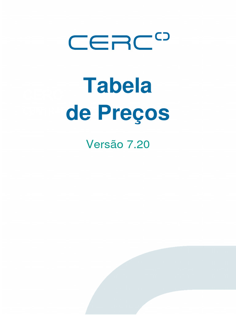 Tabela de Preços CERC Versão 7.20 | PDF | Crédito | Finanças e ...