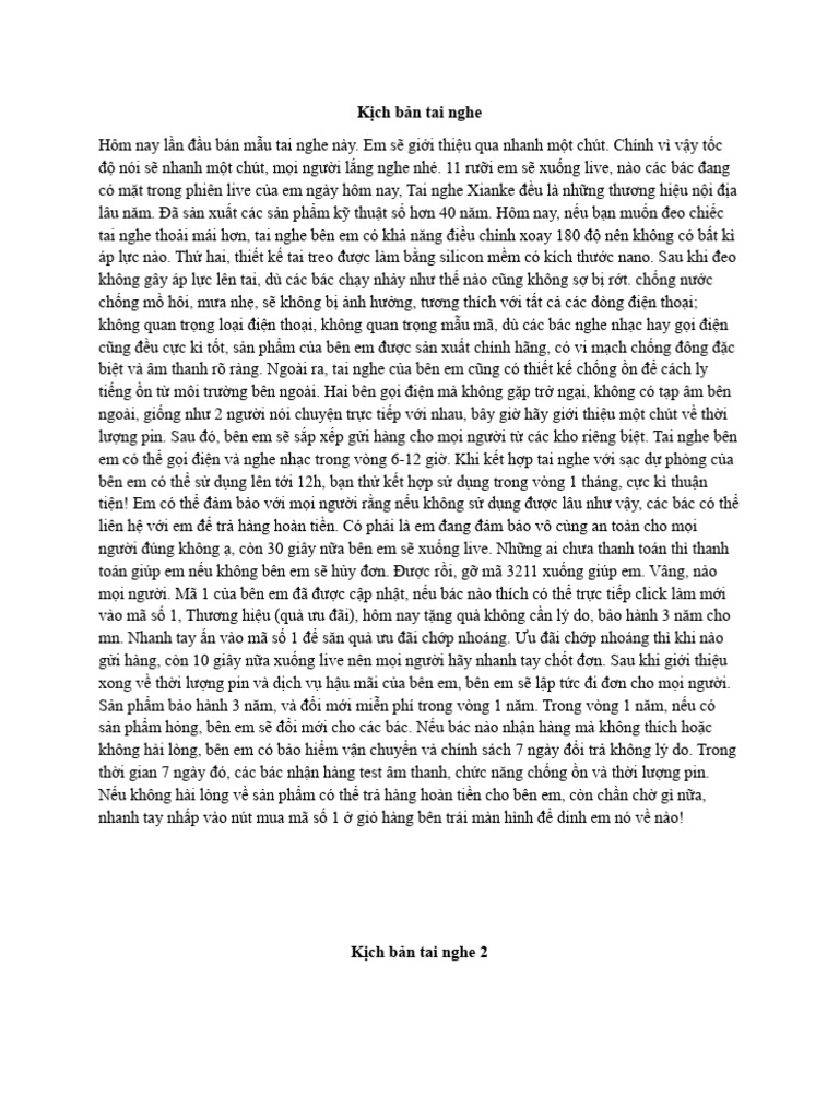 Kịch Bản Tai Nghe | PDF