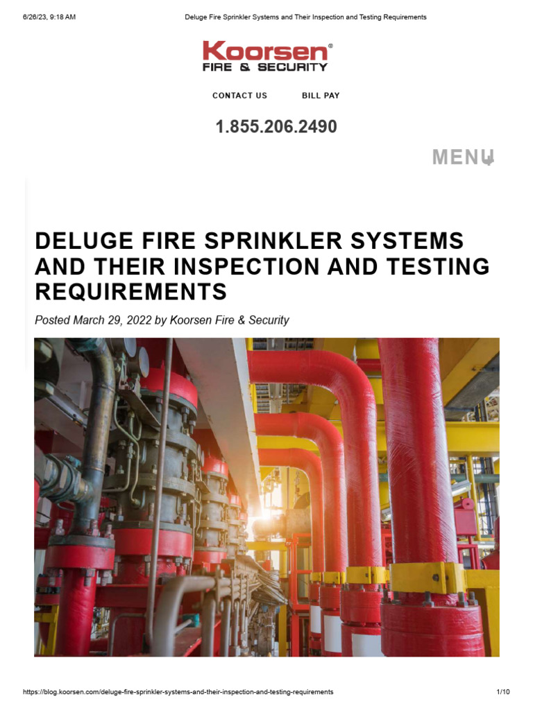 Deluge Fire Sprinkler Systems and Their Inspection and Testing ...